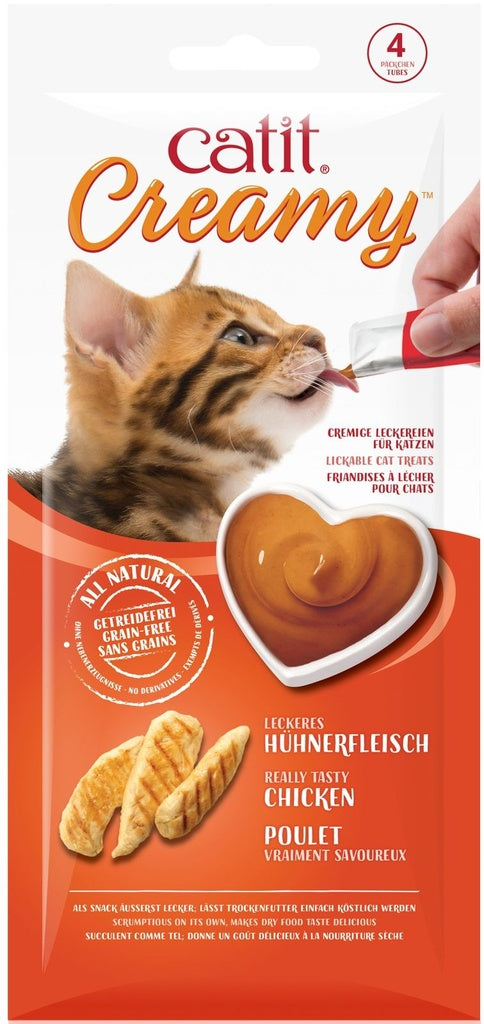 Catit Creamy Chicken Lickable Cat Treat Pouch 4x10gm – flitit